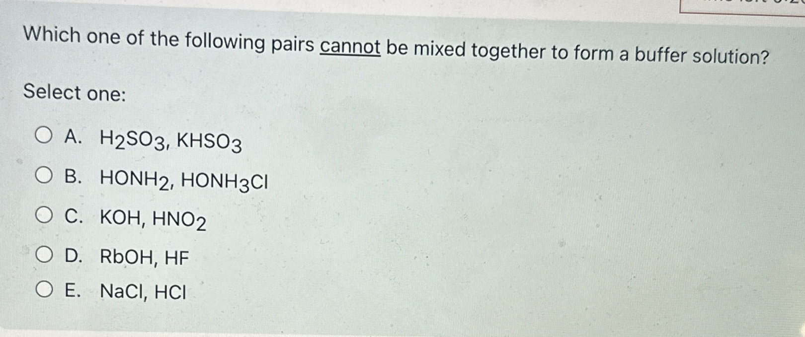 Solved Which one of the following pairs cannot be mixed | Chegg.com