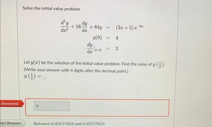 Solved Solve the initial value problem | Chegg.com
