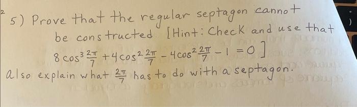 1) Write the definition of a constructible number. a | Chegg.com