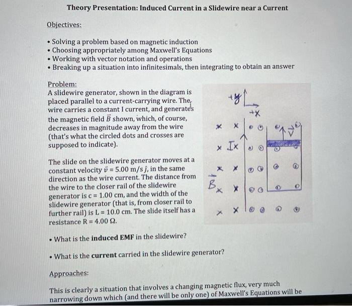 Solved Theory Presentation: Induced Current in a Slidewire | Chegg.com