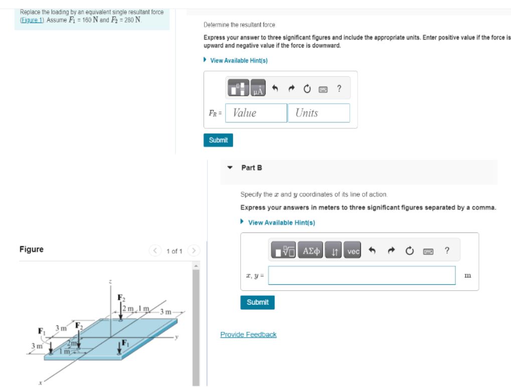 Solved Replace the loading by an equivalent single resultant | Chegg.com