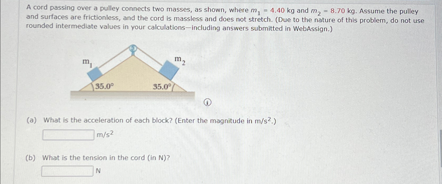 Solved A cord passing over a pulley connects two masses, as | Chegg.com