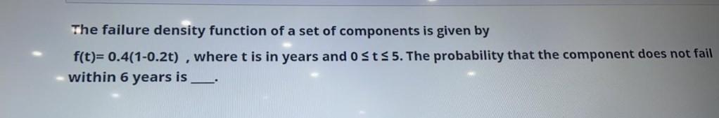 Solved The failure density function of a set of components | Chegg.com