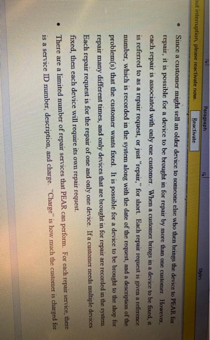 Solved og Word without interruption, please reactivate now. | Chegg.com