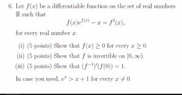 Solved 6. Let f(x) be a differentiable function on the set | Chegg.com