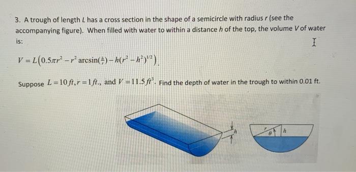 Solved 3. A trough of length L has a cross section in the | Chegg.com