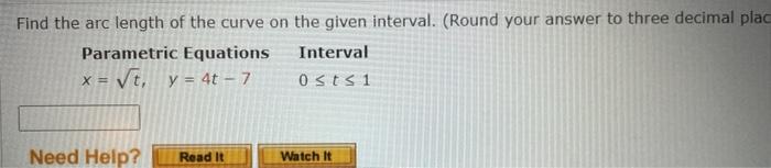 Solved Find the arc length of the curve on the given | Chegg.com