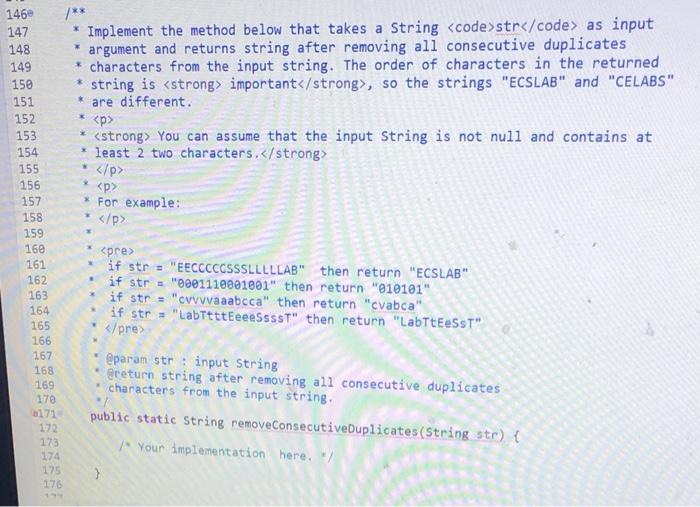 Solved * * Implement the method below that takes a String | Chegg.com