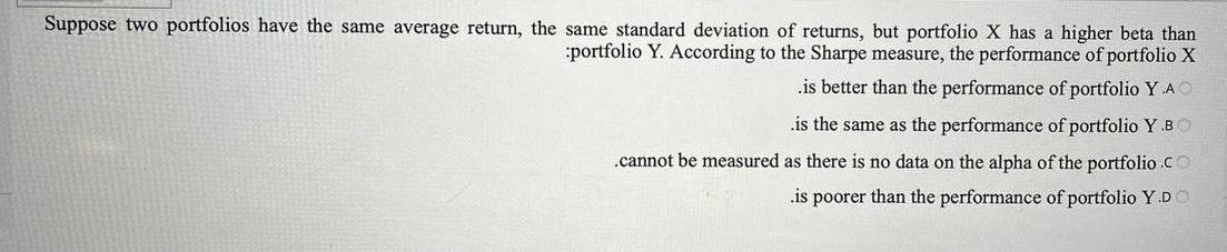 Solved Suppose two portfolios have the same average return, | Chegg.com