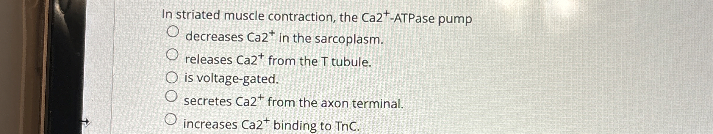 Solved In striated muscle contraction, the Ca+-ATPase | Chegg.com
