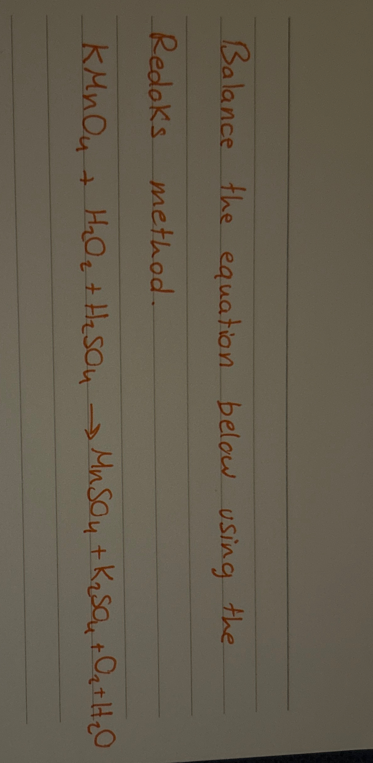 Solved Balance the equation below using the Redoks | Chegg.com