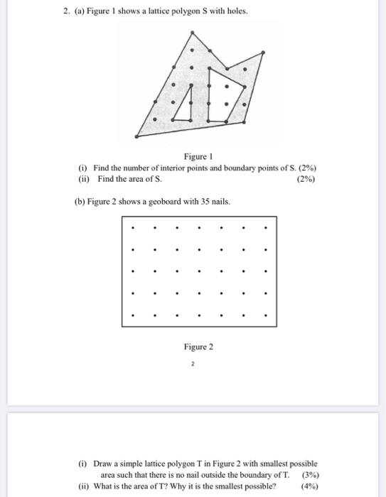 Solved 2. (a) Figure 1 shows a lattice polygon S with holes. | Chegg.com