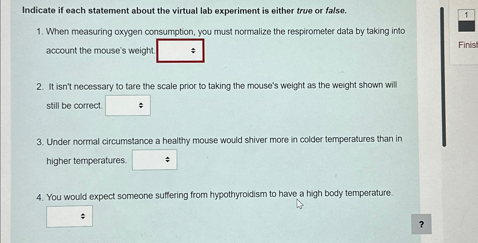 Solved Indicate if each statement about the virtual lab | Chegg.com