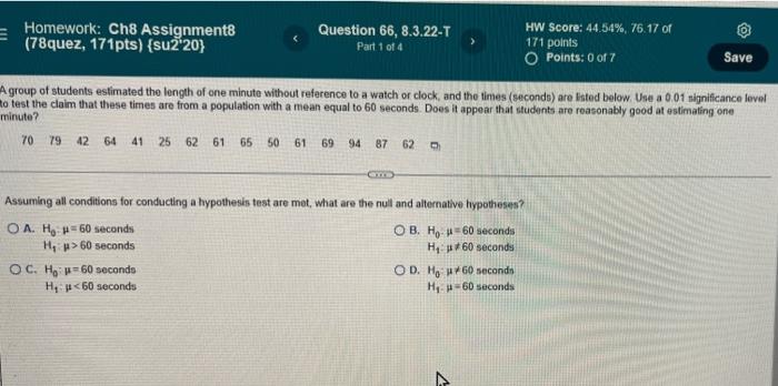 Solved > Homework: Ch8 Assignments Question 66, 8.3.22-T HW | Chegg.com