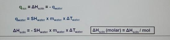 Solved = 9x = AH son - water qwater = SH water X mwater X A | Chegg.com