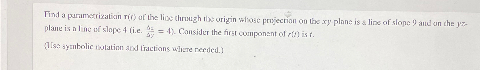 Find a parametrization r(t) ﻿of the line through the | Chegg.com