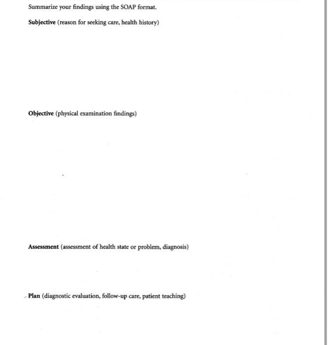 Solved I. Physical Examination A. Inspect and palpate the | Chegg.com