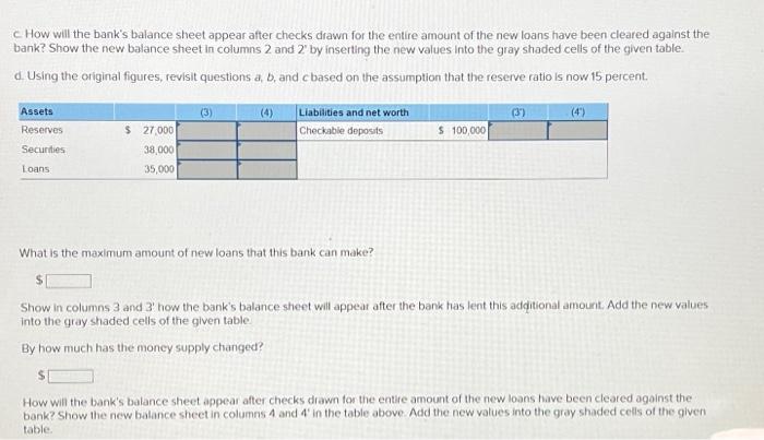 Solved Suppose that Big Bucks Bank has the simplified | Chegg.com