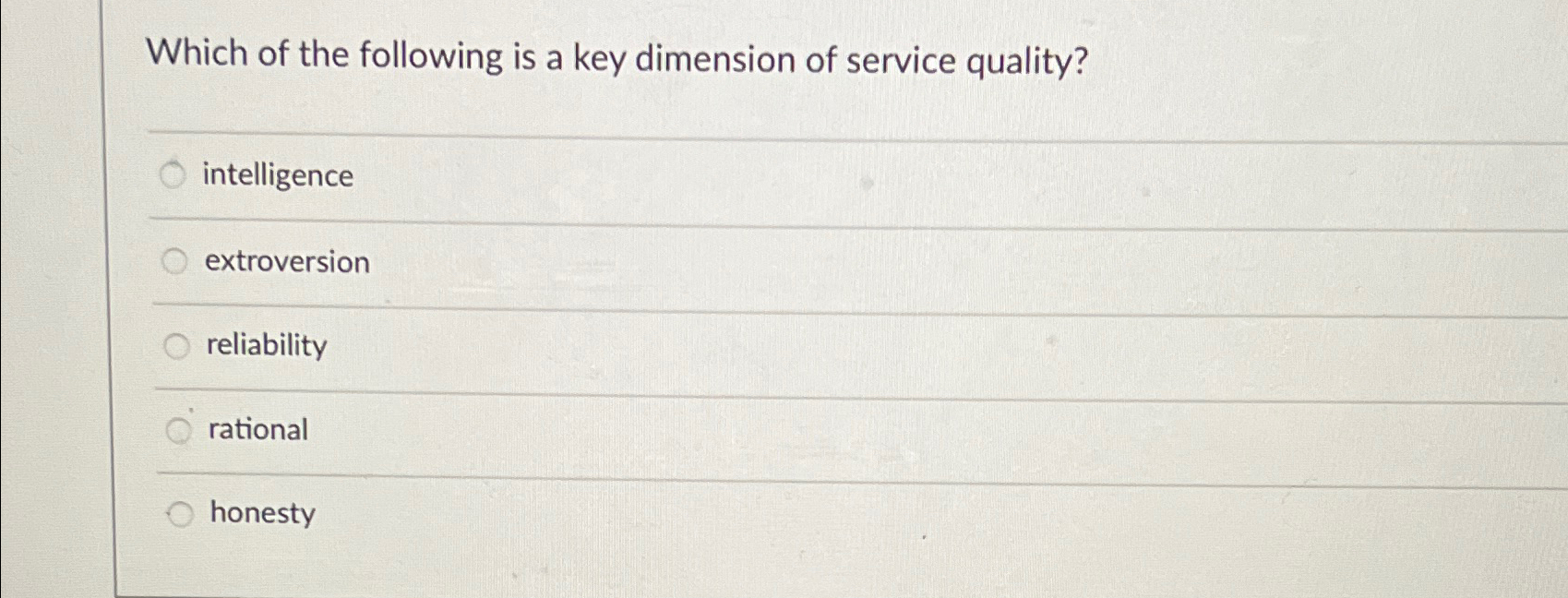 Solved Which of the following is a key dimension of service | Chegg.com