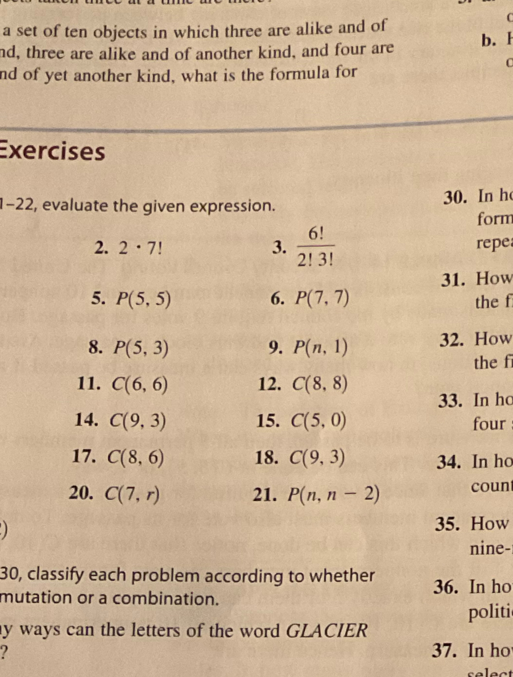 Solved 8 ﻿and 14 ( ﻿permutations and combimations ) | Chegg.com
