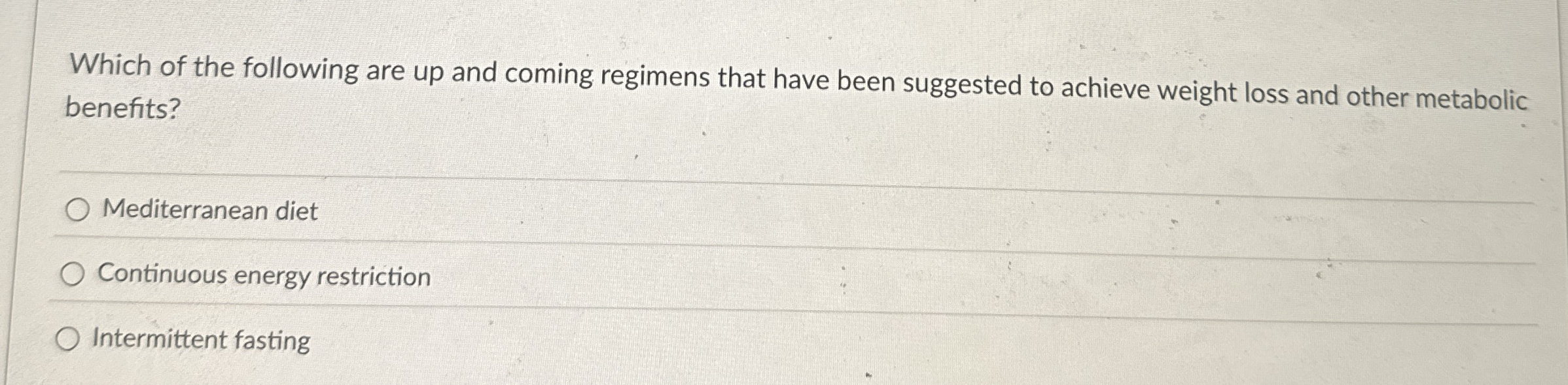 Solved Which of the following are up and coming regimens | Chegg.com