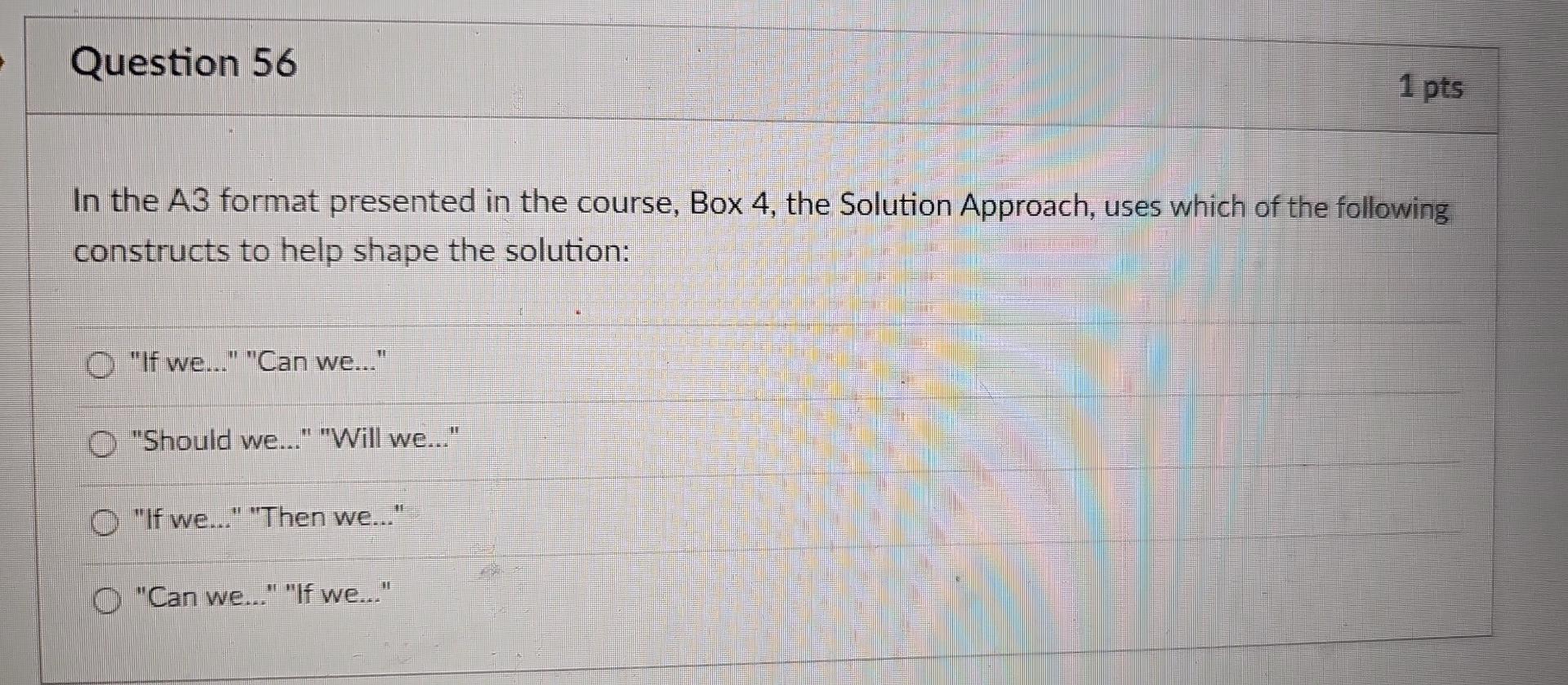 Solved In the A3 format presented in the course, Box 4, the | Chegg.com