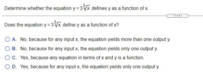 Solved Determine Whether The Equation Y 3x Defines Y As A