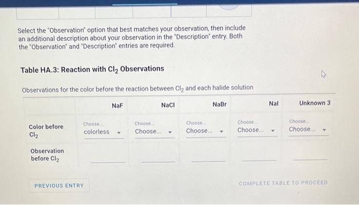 Virtual AgNO3 Test Select the "Observation" option | Chegg.com