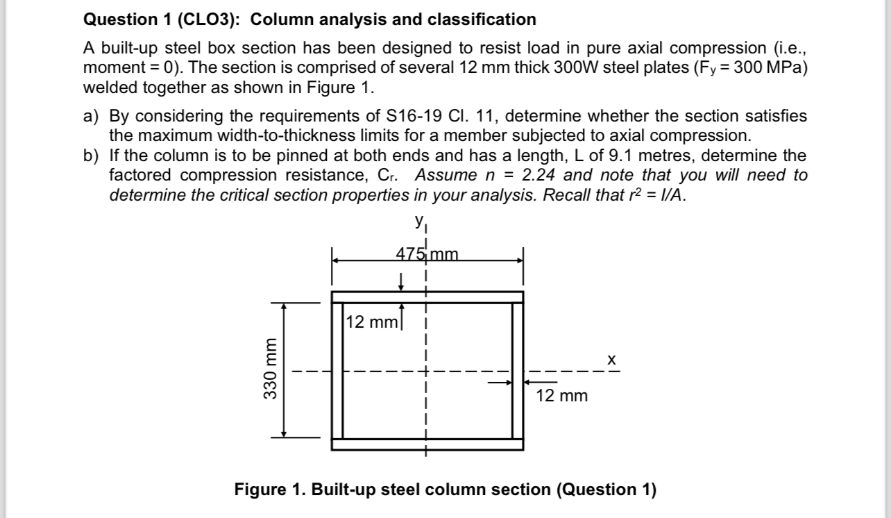 Solved Question 1 (CLO3): Column analysis and | Chegg.com