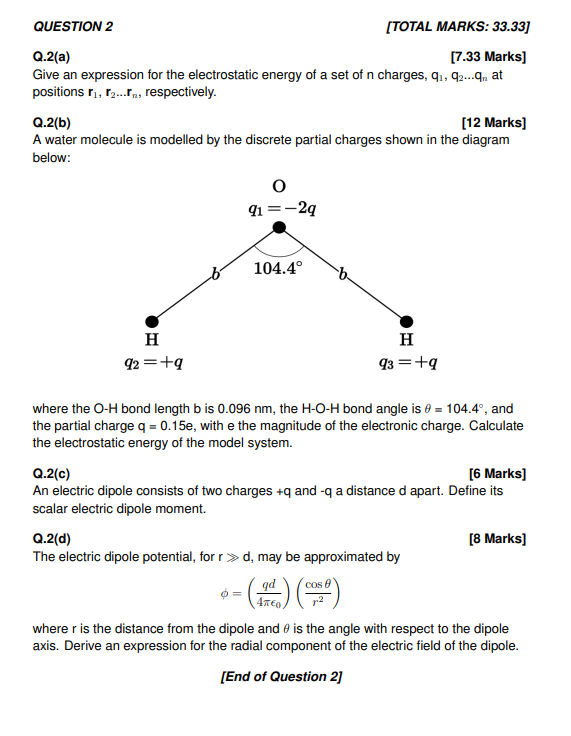 Solved Q.2(a)Give an expression for the electrostatic energy | Chegg.com