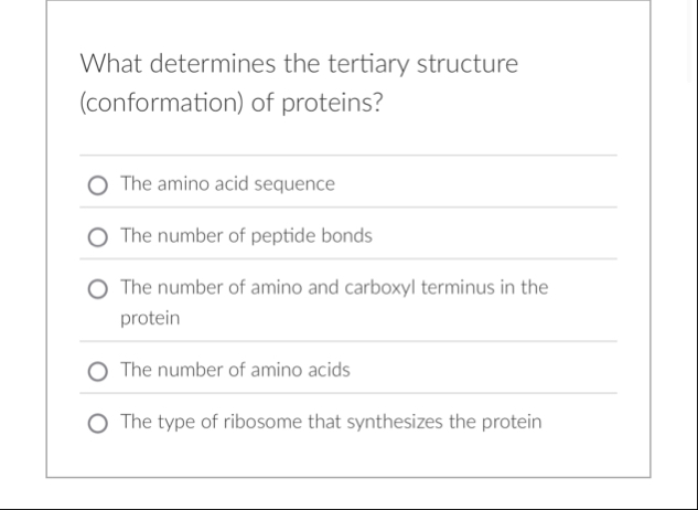 Solved What determines the tertiary structure (conformation) | Chegg.com