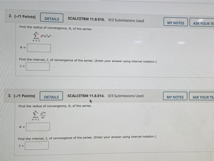 Solved 4. (-/1 Points] DETAILS SCALCET8M 11.8.028. 0/3 | Chegg.com
