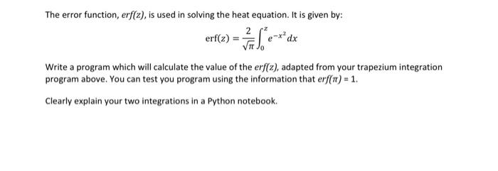 Solved The error function, erf(2), is used in solving the | Chegg.com