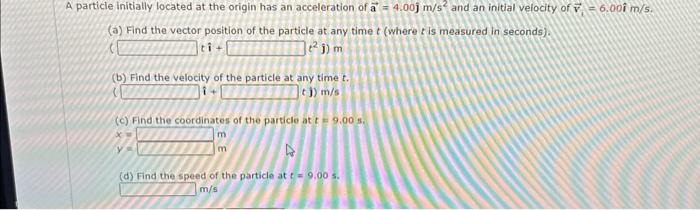 Solved A particle initially located at the origin has an | Chegg.com
