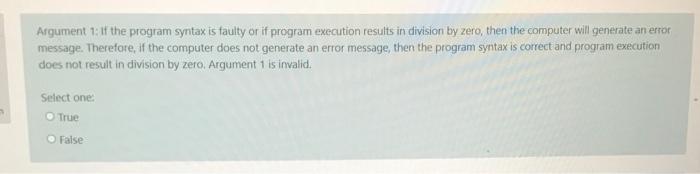 Solved Argument 1:1 the program syntax is faulty or if | Chegg.com