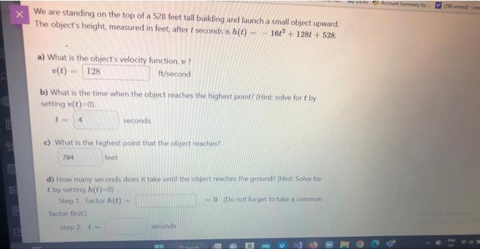 Solved We are standing on the top of a 528 feet tall | Chegg.com