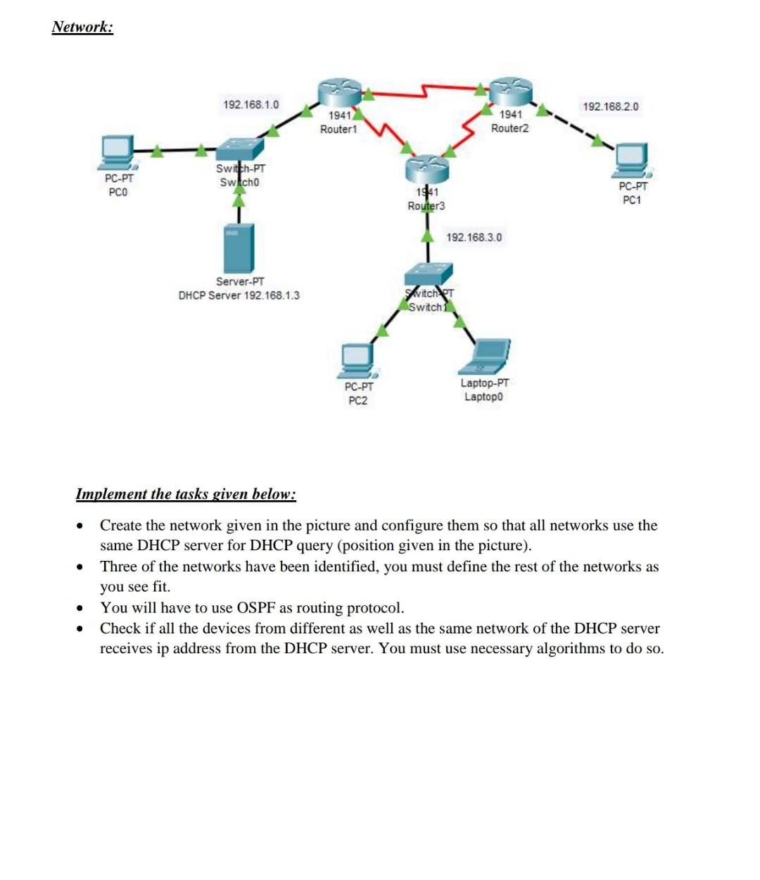 Implement the tasks given below: - Create the network | Chegg.com
