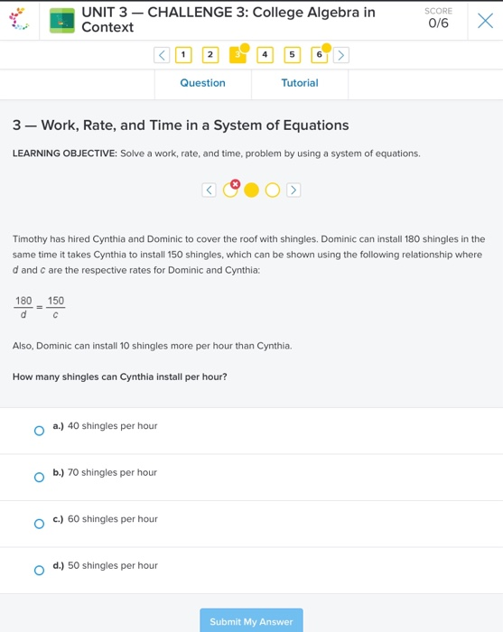 Solved UNIT 3 - CHALLENGE 3: College Algebra in Context | Chegg.com