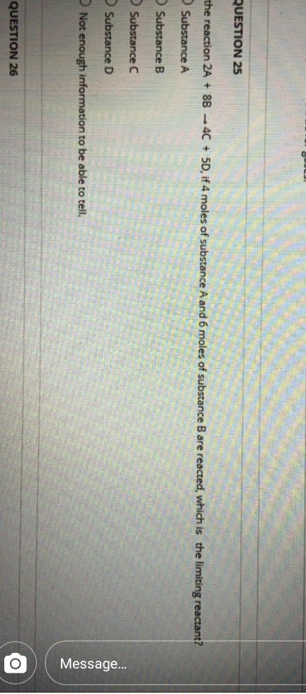 Solved QUESTION 25 the reaction 2A + 8B - 40 + 5D, if 4 | Chegg.com
