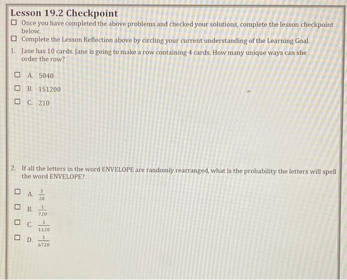 Solved Lesson 19.2 Checkpoint Once you have completed the | Chegg.com