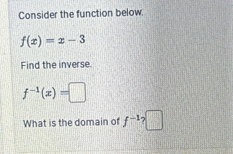 Solved Consider the function below.f(x)=x-3Find the | Chegg.com