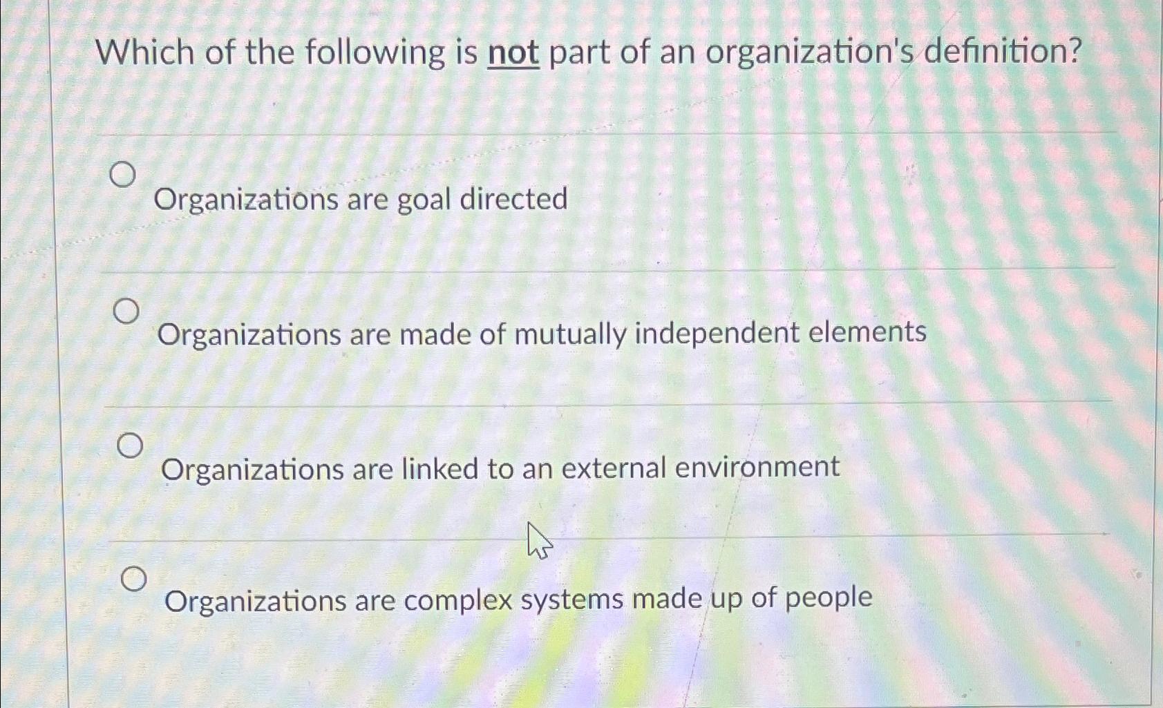 Solved Which of the following is not part of an | Chegg.com