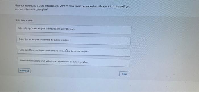 Solved After you start using a chart template, you want to | Chegg.com