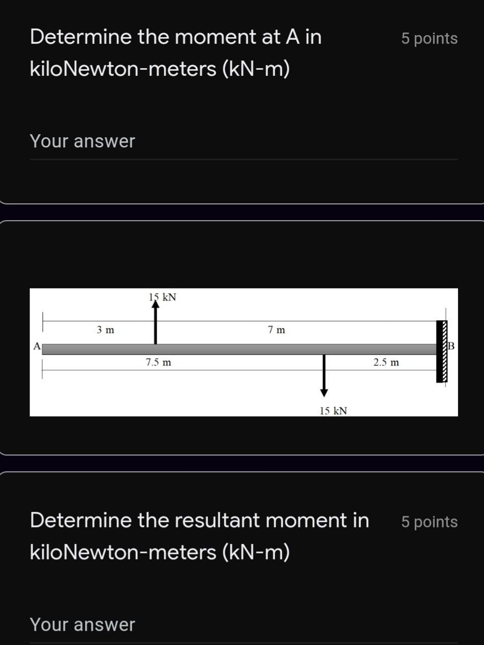 Solved 5 points Determine the moment at A in | Chegg.com