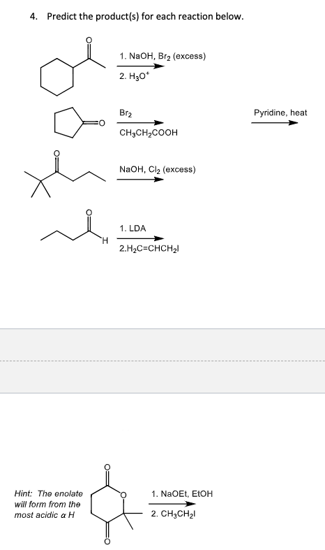 Predict the product(s) ﻿for each reaction | Chegg.com