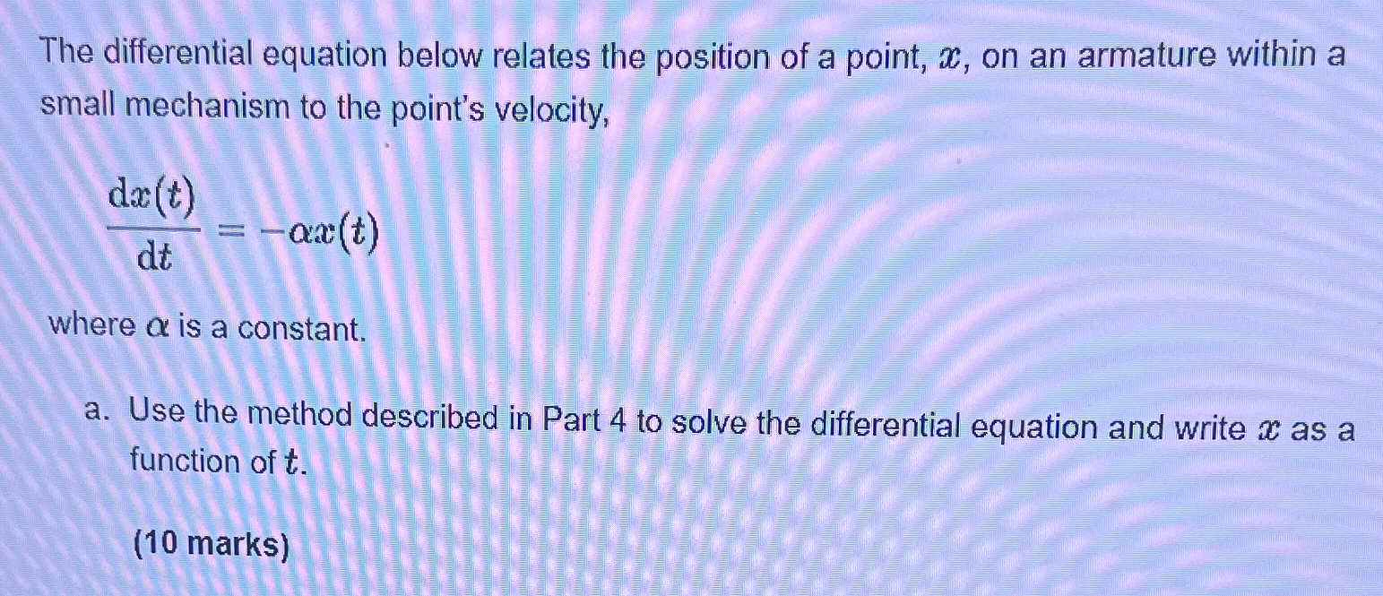 Solved The differential equation below relates the position | Chegg.com