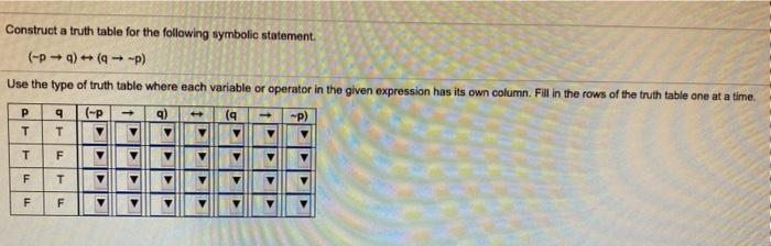 Solved Construct A Truth Table For The Following Symbolic 4606