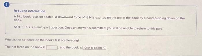 Solved Required information A 1.kg book rests on a table. A | Chegg.com