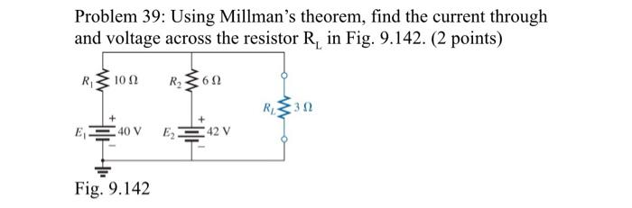 Solved Problem 39: Using Millman's theorem, find the current | Chegg.com