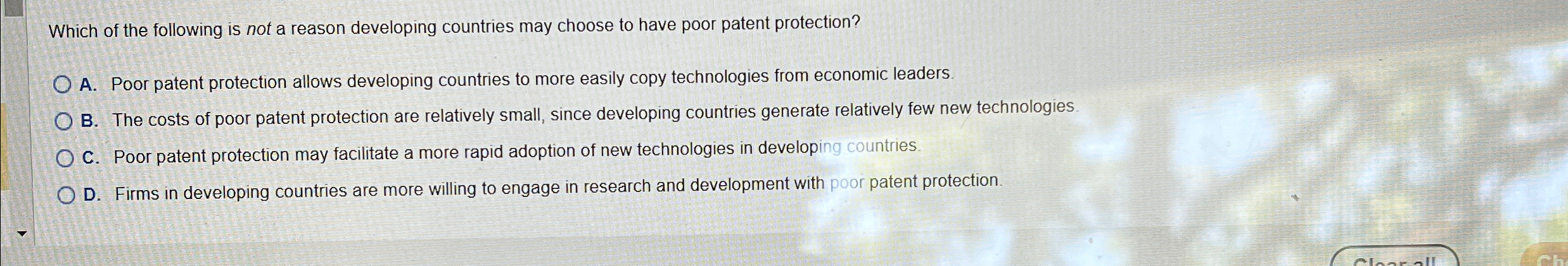 Solved Which of the following is not a reason developing | Chegg.com